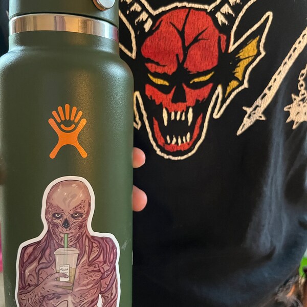 Vecna Drinking Coffee Sticker Stranger Things 3x4 One of a Kind - Etsy