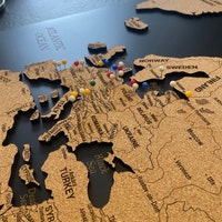 World Map Push Pin Wall Art, Cork World Map Board, Wooden World Map Travel Map, Pin Board ...