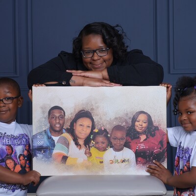 Custom Memorial Portrait Pictures With Deceased Loved One Incorporating ...