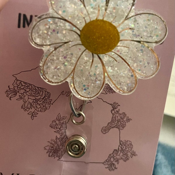 Daisy Badge Reel, Flower ID Holder, Spring Badge Reel, Summer Badge ...