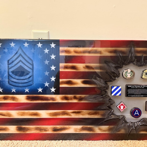 Army Unit American Wooden American Flag Gift, ETS, PCS, Military ...