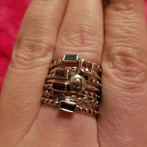 Stackable Gold Rings Gold Stack Ring Set 2 Birthstone | Etsy