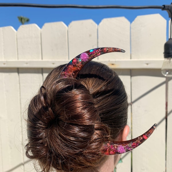 Glowing in the Dark, Crescent Moon Hair Fork, Horn Hair Stick, Kanzashi ...