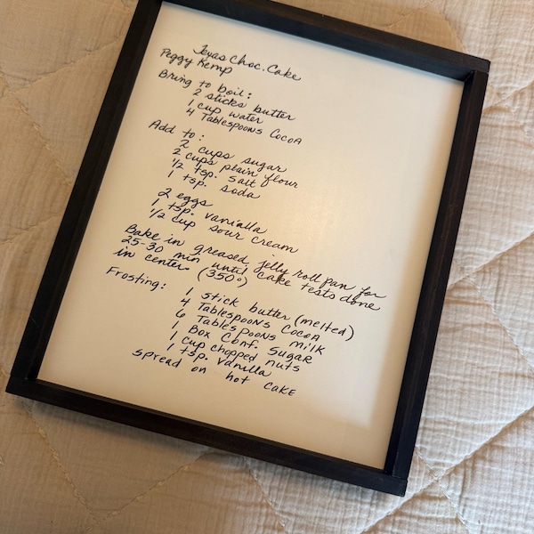 Your Handwritten Recipe/letter Transferred to UV Printed Wooden Framed ...