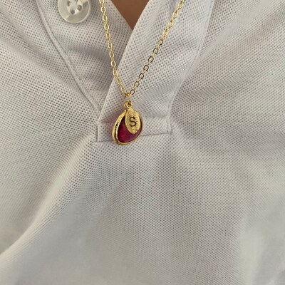 Personalized Ruby Necklace, Bridesmaid Necklace, July Birthstone ...