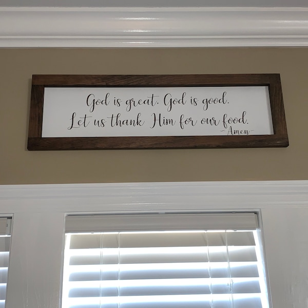 God is Great, God is Good Framed Wooden Sign - Etsy