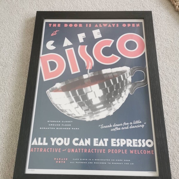 The Office Cafe Disco Poster Print- Vintage Style Advertising Poster ...