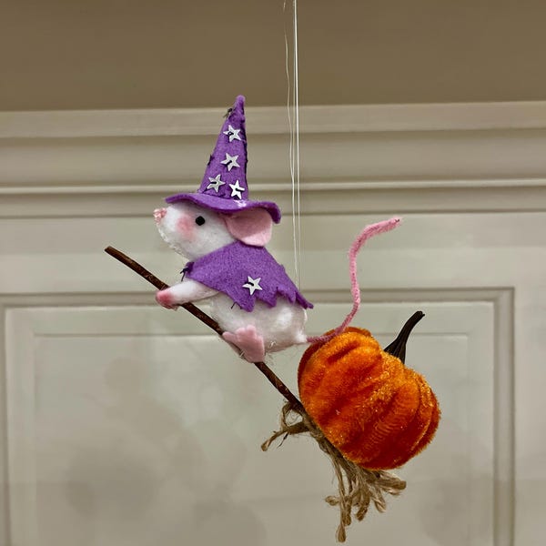 PDF FILES - Witchy Mouse on Broom Felt Sewing Pattern - Witch Ornament ...
