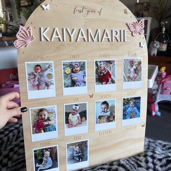 First Birthday Photo Board / One Year of Baby Memory Board / Birthday ...