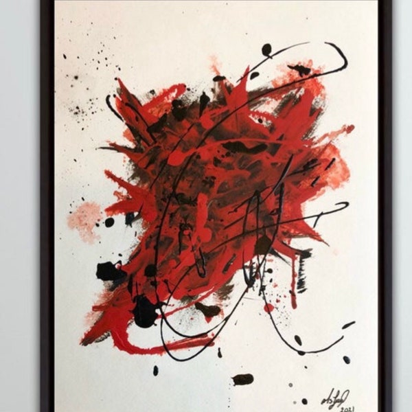 Title Dear Son, Abstract Art Original on 300gram Paper. Blues, Browns ...