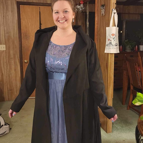 Gray Wool Princess Coat, Winter Swing Coat, Wool Steampunk Coat, Hooded ...