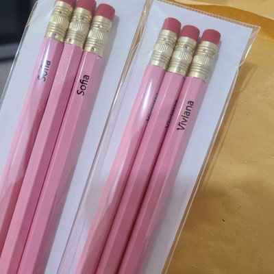 Pastel Pink Custom Pencils, Personalized Pencils, Engraved Pencils ...