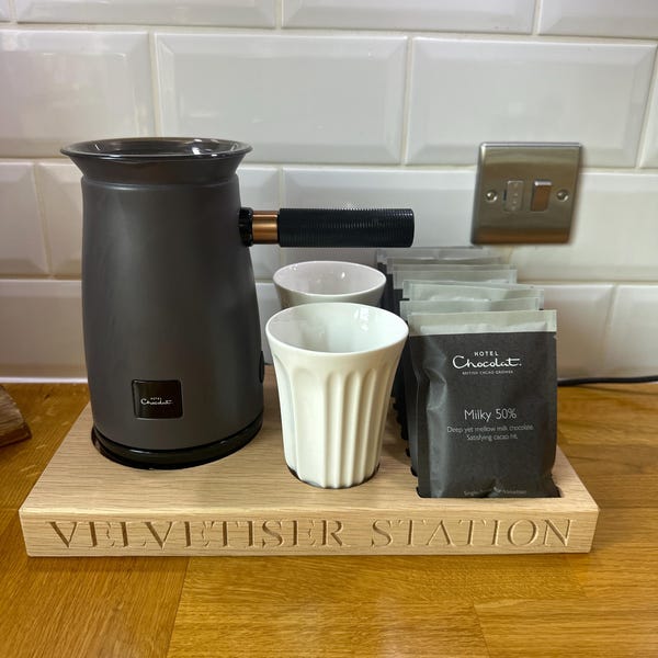 Personalised Oak Hot Chocolate Storage Board, Handmade Velvetiser ...