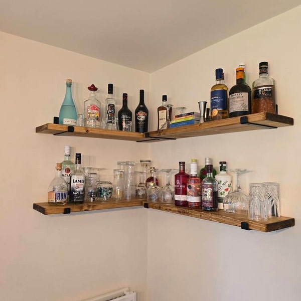 Rustic Shelf Handmade From Solid Wood 22cm Deep, 3cm Thick Wooden Wall ...