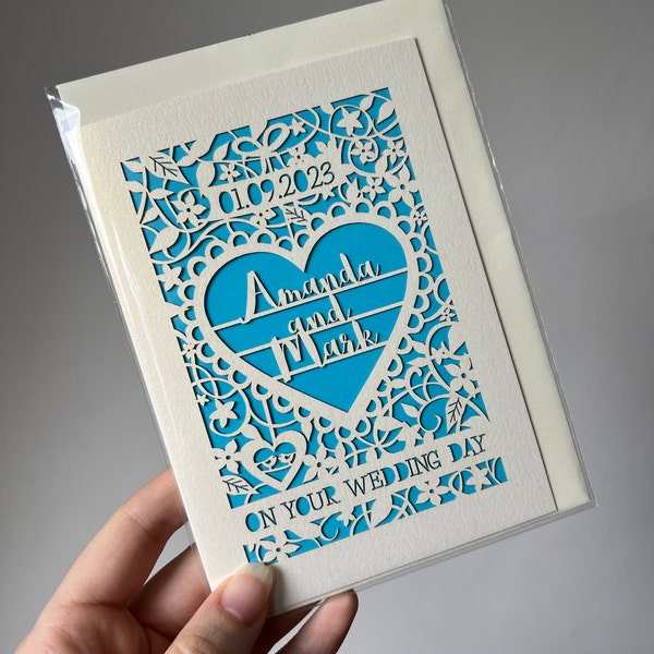 Personalised Papercut on Your Wedding Day Card, Laser Cut Wedding Card ...
