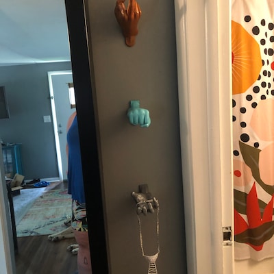Wall Mounted Hand Hook Grabbing Male Gesture Silk Blue - Etsy