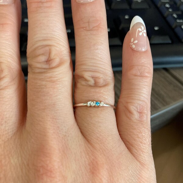 Dainty Birthstone Ring, Family Birthstone Rings, Personalized Gift for ...