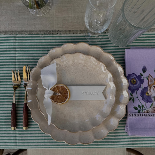 Personalized White Clay Place Card Name Plate for Formal Dinners ...