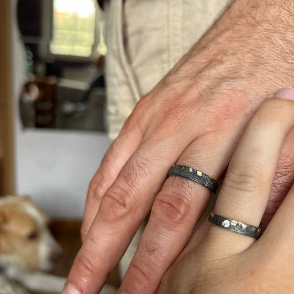 Wedding Ring Set: Rustic Wedding Bands, Matching Wedding Bands, Wedding ...