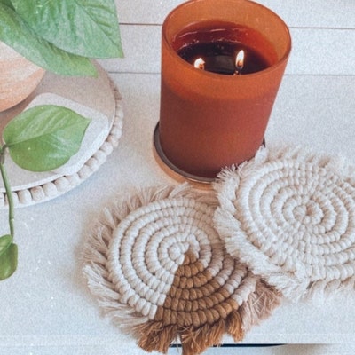 Set of 2 Macrame Coasters - Etsy