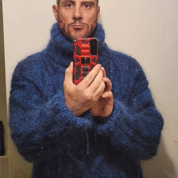 Knit Loopy Merino Wool Long Sweater, Chunky Knit Thick Pullover ...