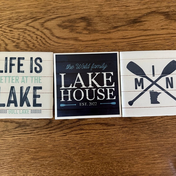 Custom Lake House Decor / Lake Lover Gift / Personalized Coasters ...