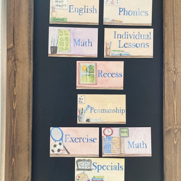 Watercolor Daily Rhythm Note Cards, Homeschool Picture Schedule ...