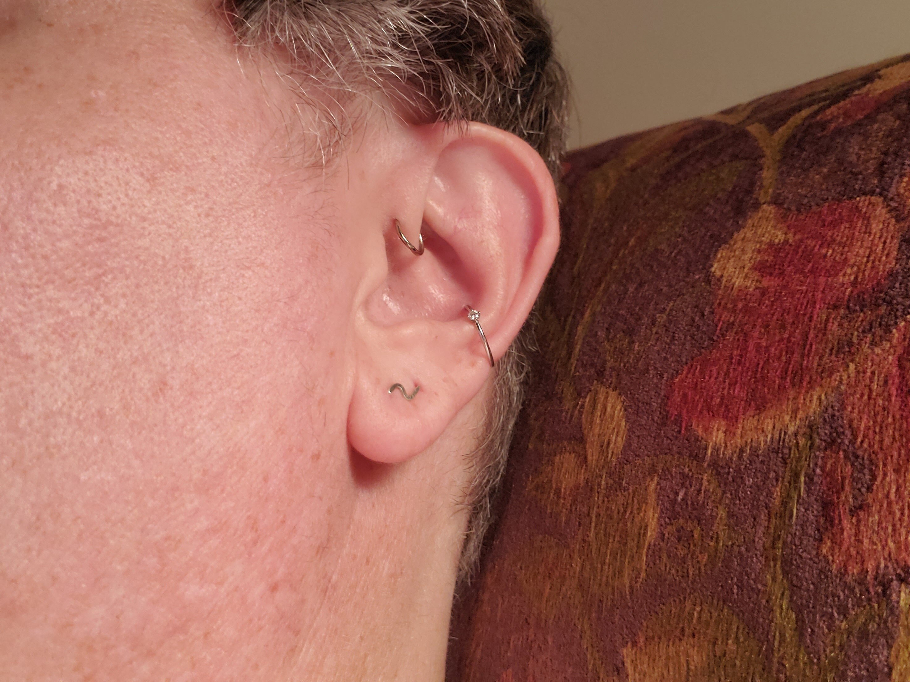 Double piercing earring Lightning Bolt Double Earring | Etsy