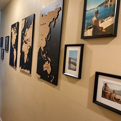 World Map Push Pin Wall Art, Cork World Map Board, Wooden World Map ...