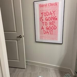 Guest Check Print Trendy Wall Art Prints Pink Blue Retro Wall - Etsy