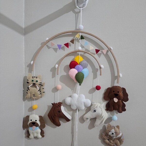 Farm Animal Baby Mobile - Handmade Movable Crib Mobile With Cow, Horse ...