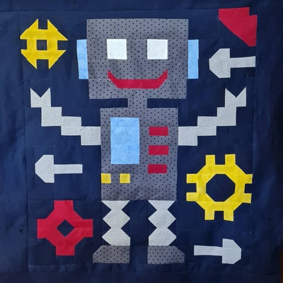 Robot Baby Quilt PATTERN, With Multiple Sizes: 36x42, 24x38 and 48x65 ...