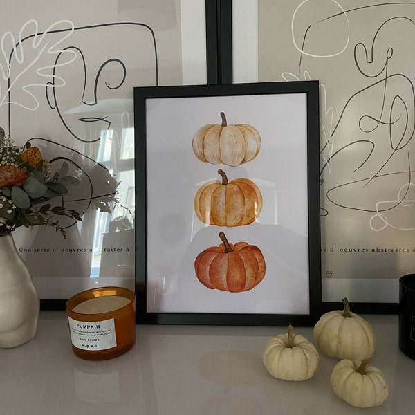 Pumpkin Print Fall Decor, Pumpkin Printable Wall Art, Pumpkin ...
