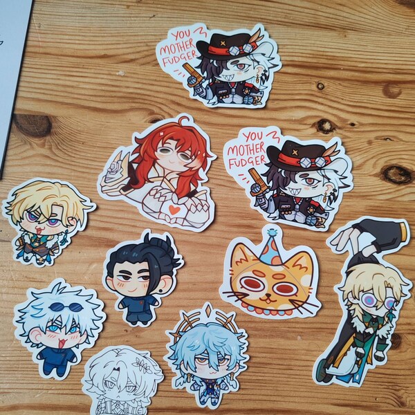 Shouting Sorcerer Chibi, Funny Anime, Glossy Vinyl Sticker for Laptop ...