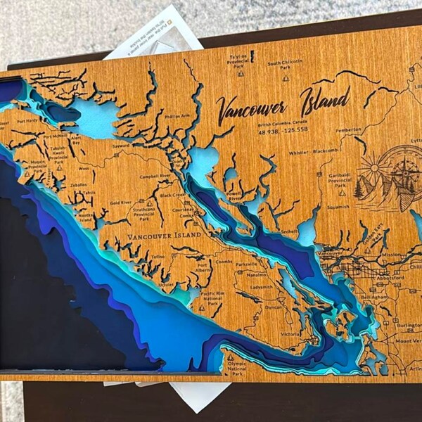 Shuswap Lakes Bathymetric Wood Map - Etsy