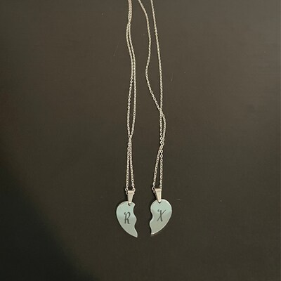 Personalised Engraved Split Hearts Shape Necklace, Custom Names ...