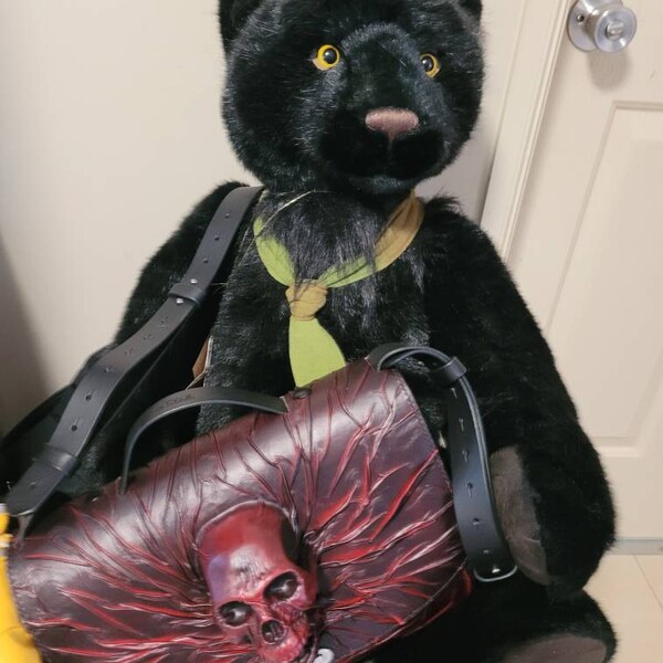 High Quality Handmade Red Leather Shoulder Bag Skull, Handmade Red ...