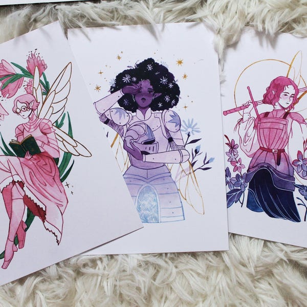 4x6 Print - Lady of Larkspur | Original Art, Drawing, Wall Art - Etsy