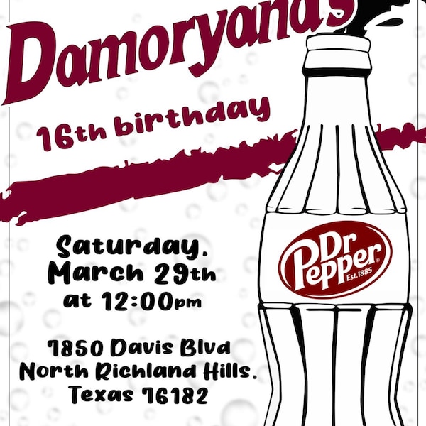 Coke Birthday Party Invitation: Custom Soda Theme (digital Download) - Etsy