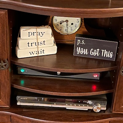 Pray Trust Wait Shelf Sitter, Farmhouse Decor, Distressed Wood Blocks ...