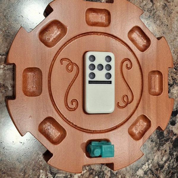 Domino Mexican Train HUB With Train Pockets 8 Positions Dominoes Game ...