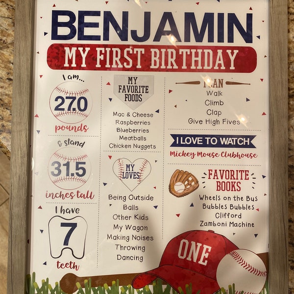 Baseball Milestone Sign Baseball Birthday Baseball Stats Poster ...