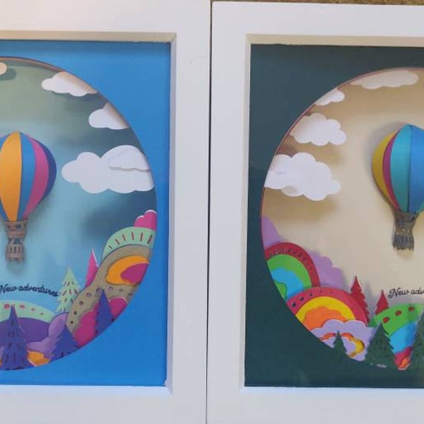 Hot Air Balloon SVG Shadow Box Template: Layered Paper Cut (digital ...