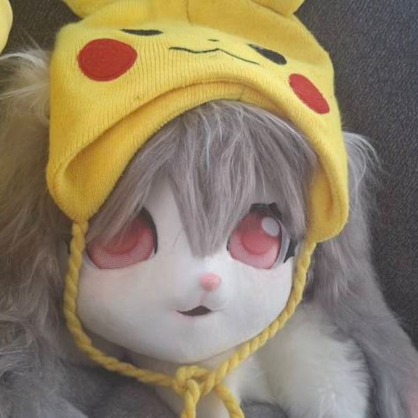 Grey Bunny Mask,rabbit Mask Furry Cosplay Mask With White Hair Animal ...