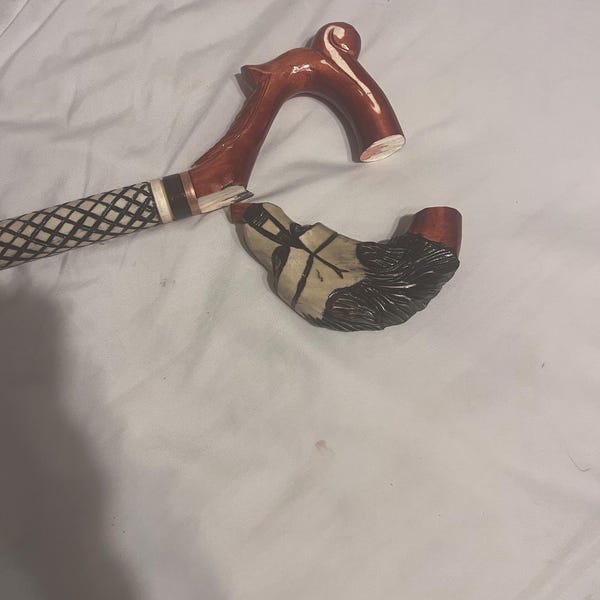 Phoenix Wooden Cane With Carved Handle: Decorative and Functional Wood ...