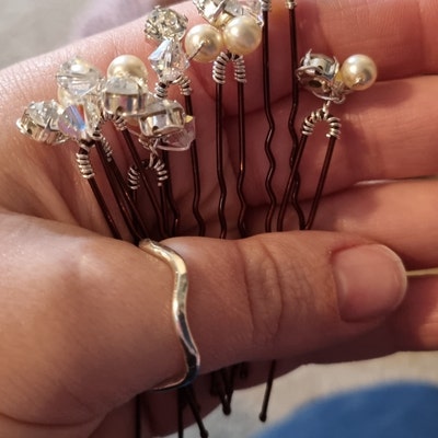 Light Blue Bridal Rhinestone Hair Pin Hair Accessories - Etsy