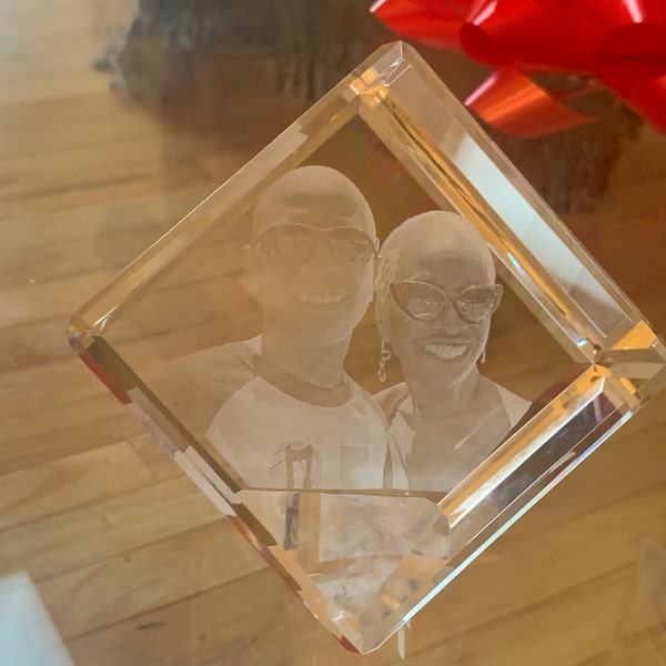 Custom Laser Engraved Crystal Photo Cube, Personalized Gift - Etsy