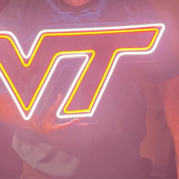Virginia Tech Primary Athletics Mark VT LED Neon Sign - 23" W X 11.8" H ...