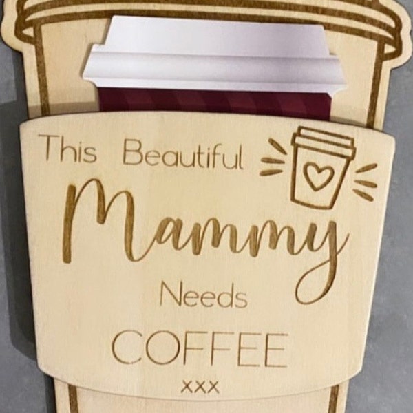 Wooden Coffee Cup Gift Card Holder, Personalised Teacher Appreciation ...