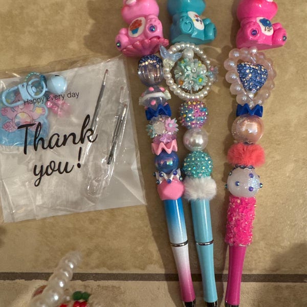 Beaded Pens With Care Bears Toppers - Etsy